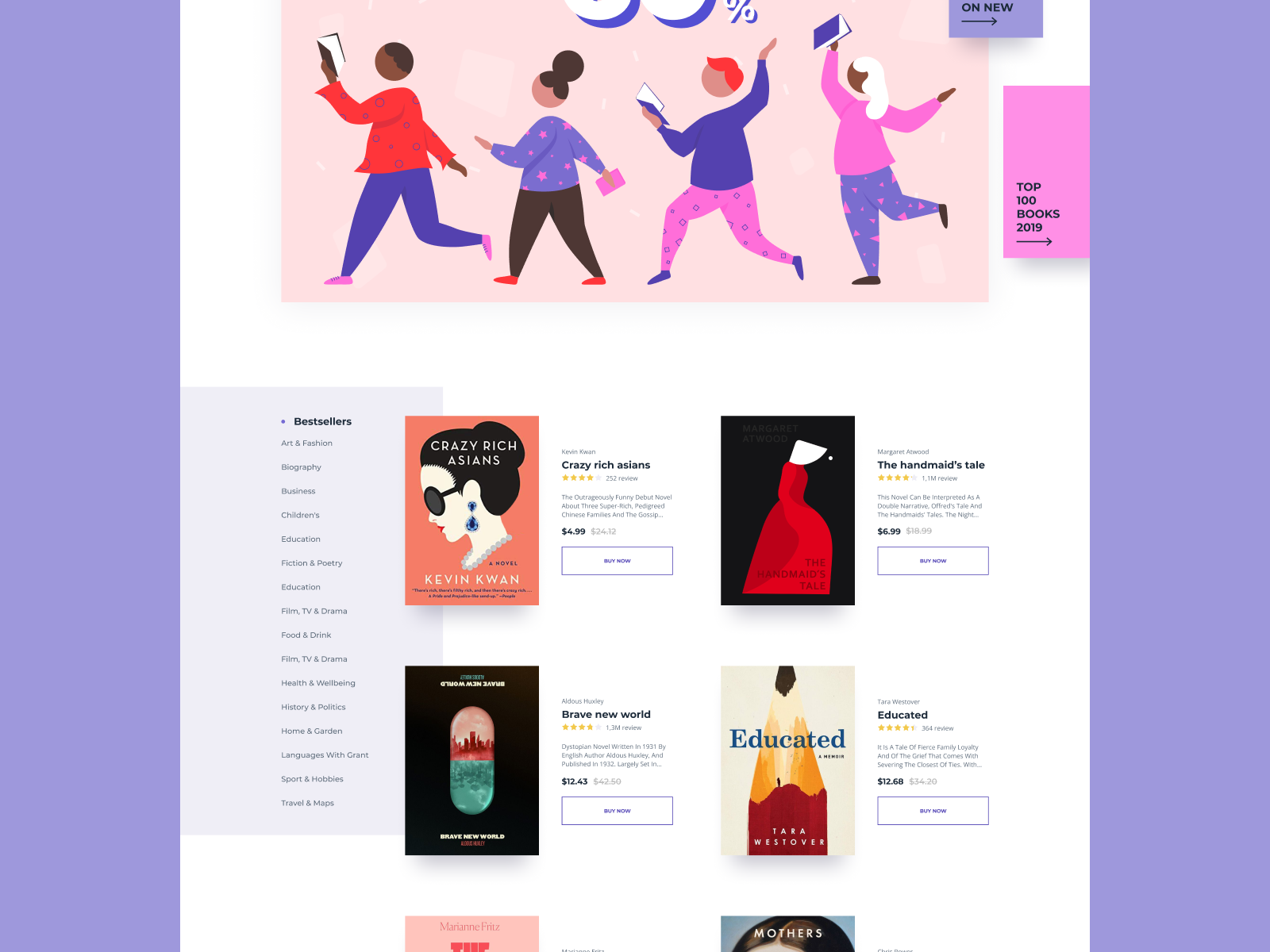 Bookshop Website freebie for Figma and Adobe XD