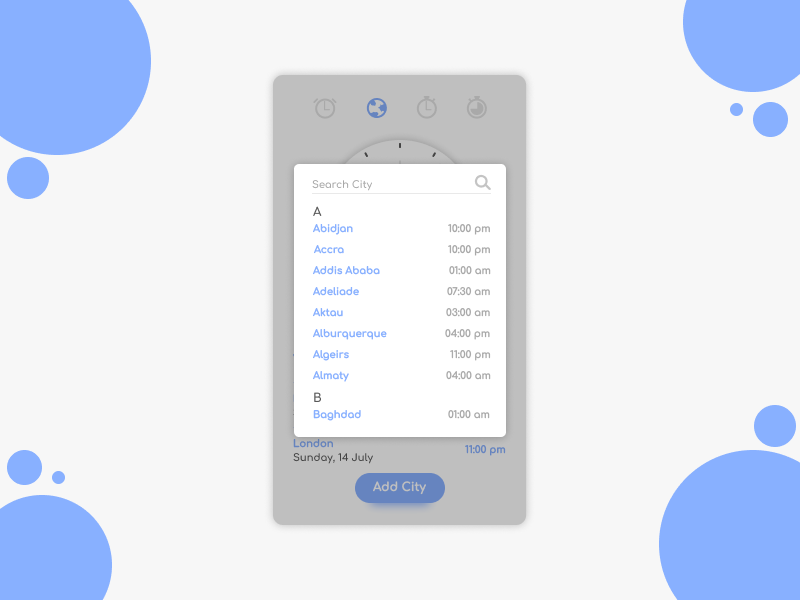 Clock App Design freebie for Figma and Adobe XD