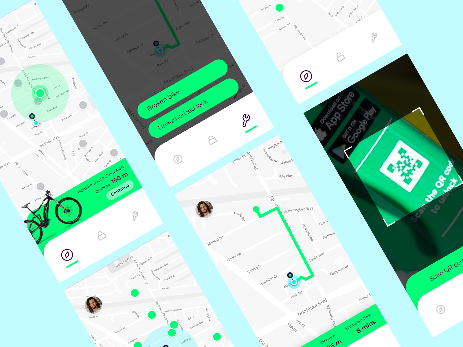 Dash Bike Sharing App freebie for Figma and Adobe XD