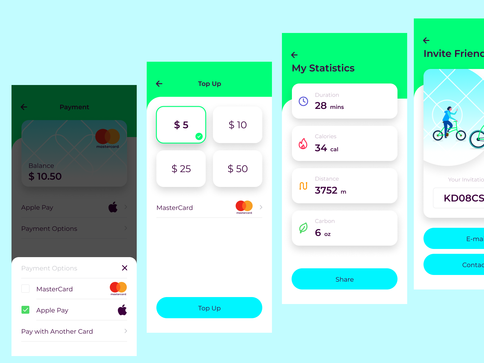 Dash Bike Sharing App freebie for Figma and Adobe XD