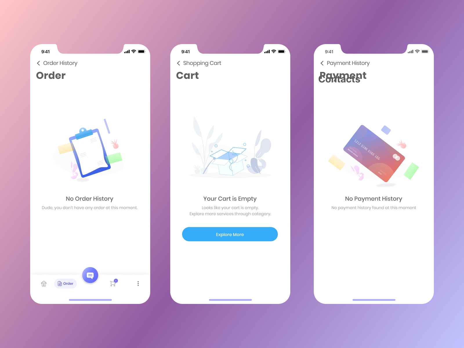 Empty App Screens Illustrations freebie for Figma and Adobe XD