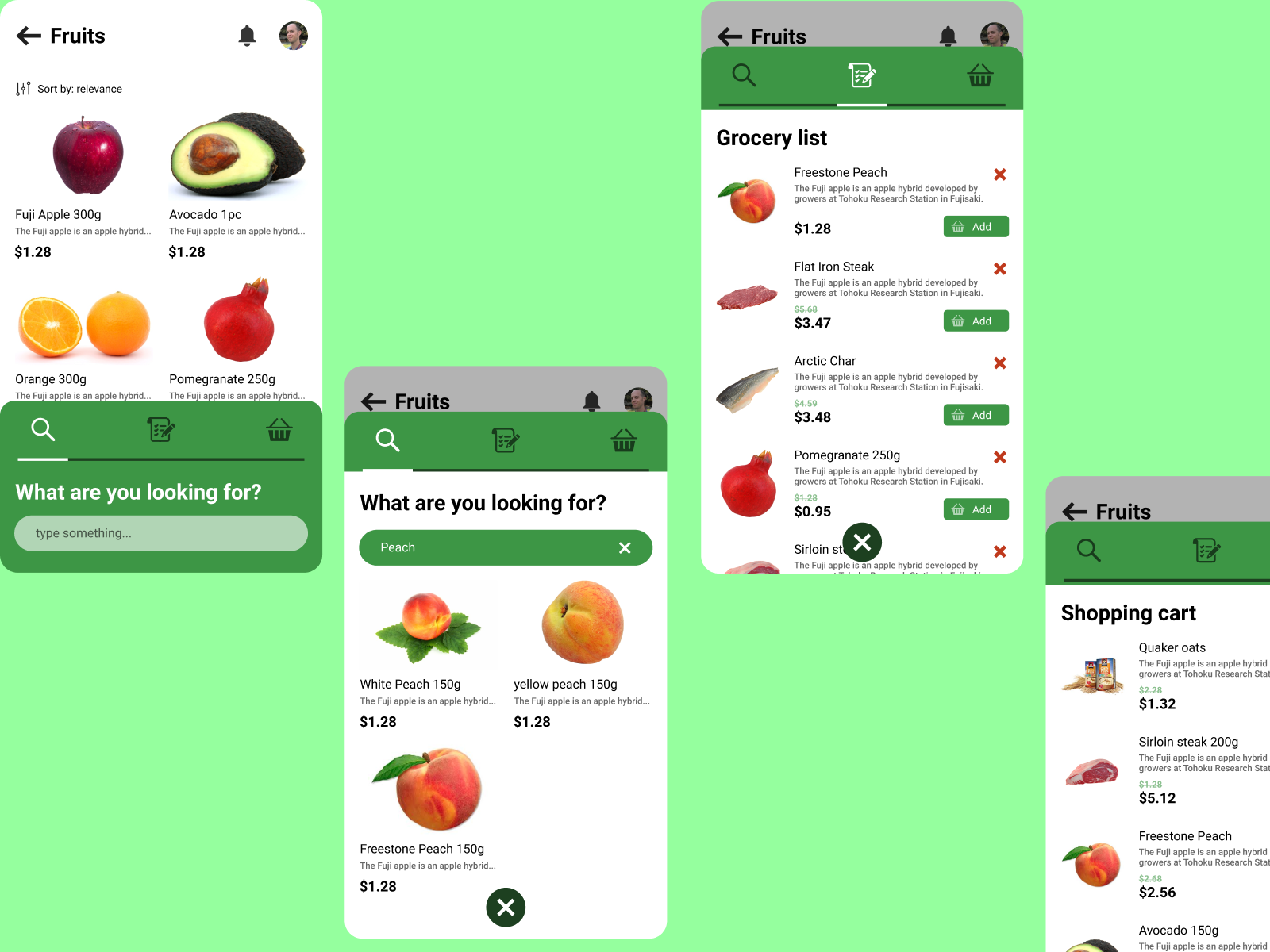 Grocery Store App freebie for Figma and Adobe XD