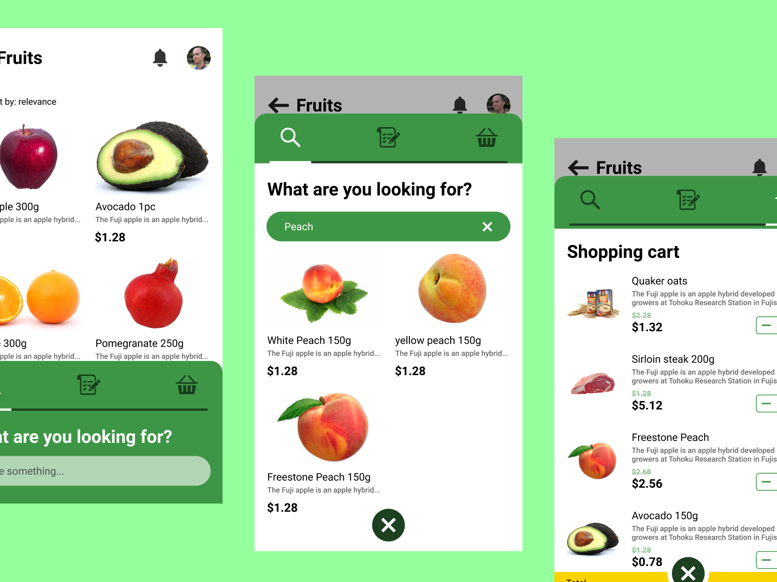 Grocery Store App freebie for Figma and Adobe XD