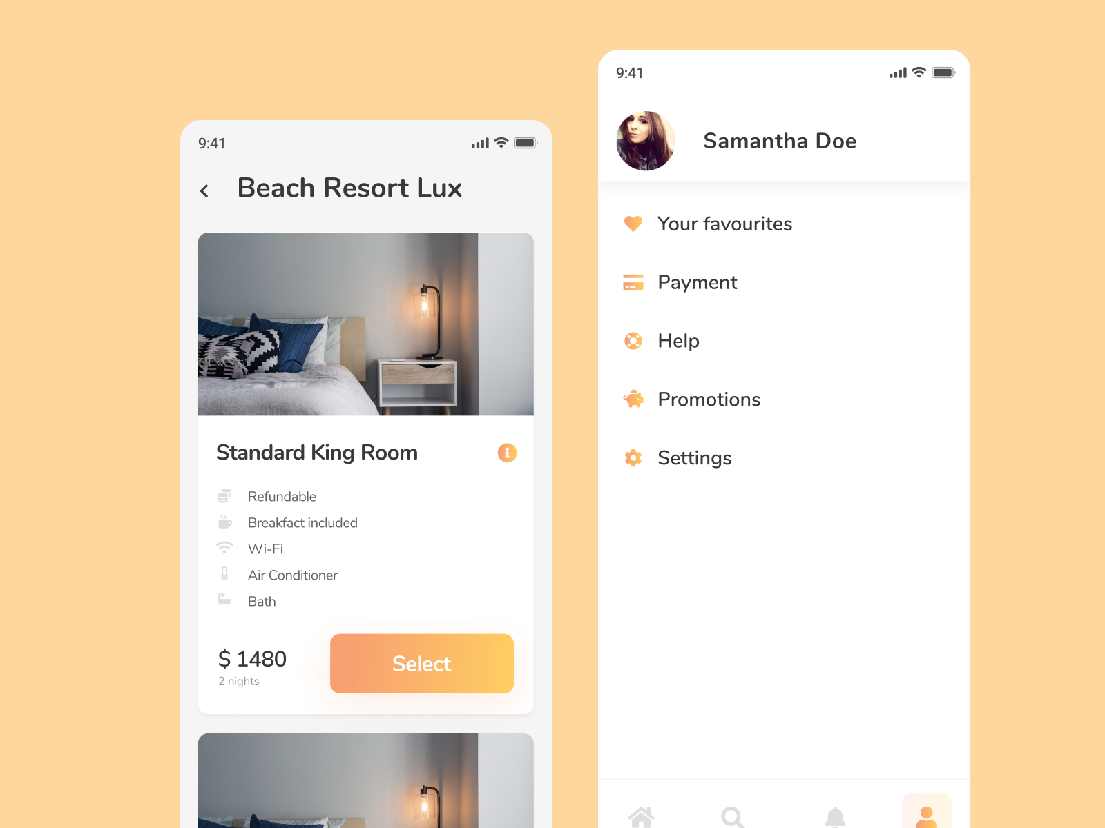 Hotel Booking App freebie for Figma and Adobe XD