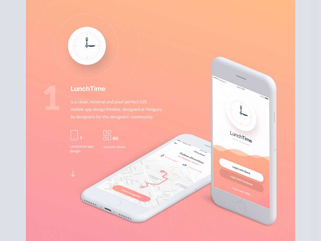 LunchTime - Mobile App Design freebie for Figma and Adobe XD