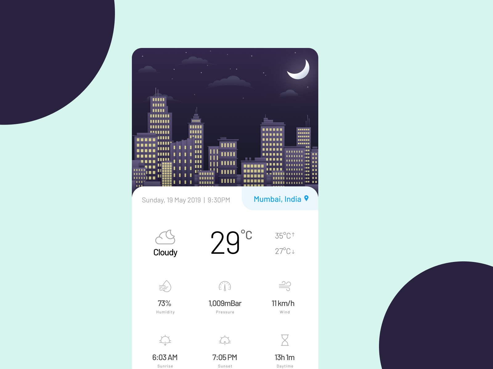 Minimal Weather App freebie for Figma and Adobe XD