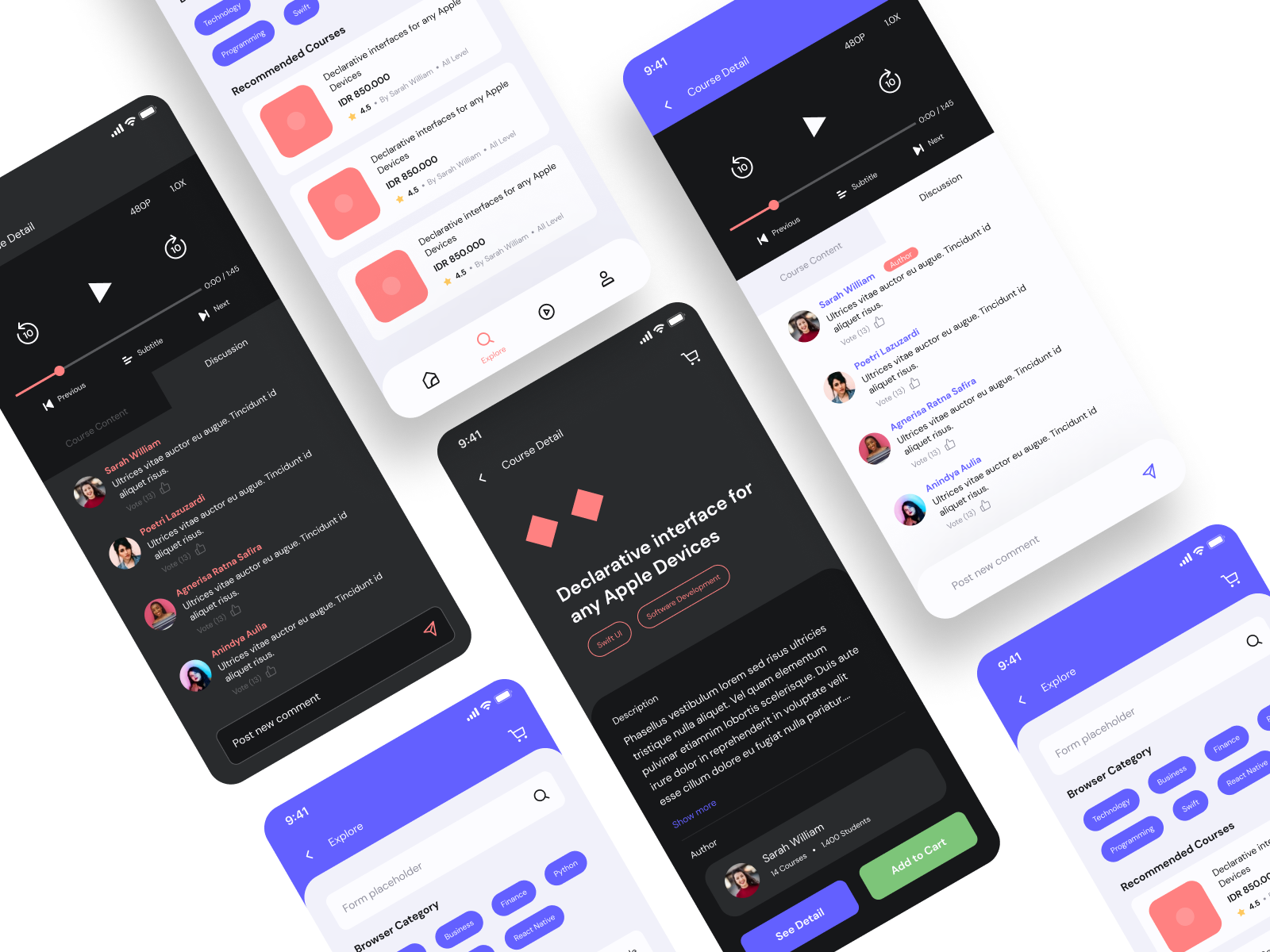 Online Learning UI Kit freebie for Figma and Adobe XD