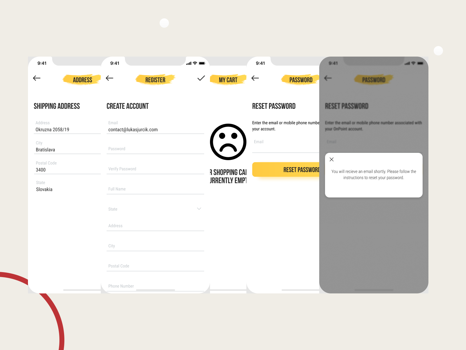 OnPoint Ecommerce App freebie for Figma and Adobe XD