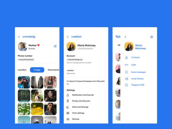 Telegram App UI Kit freebie for Figma and Adobe XD