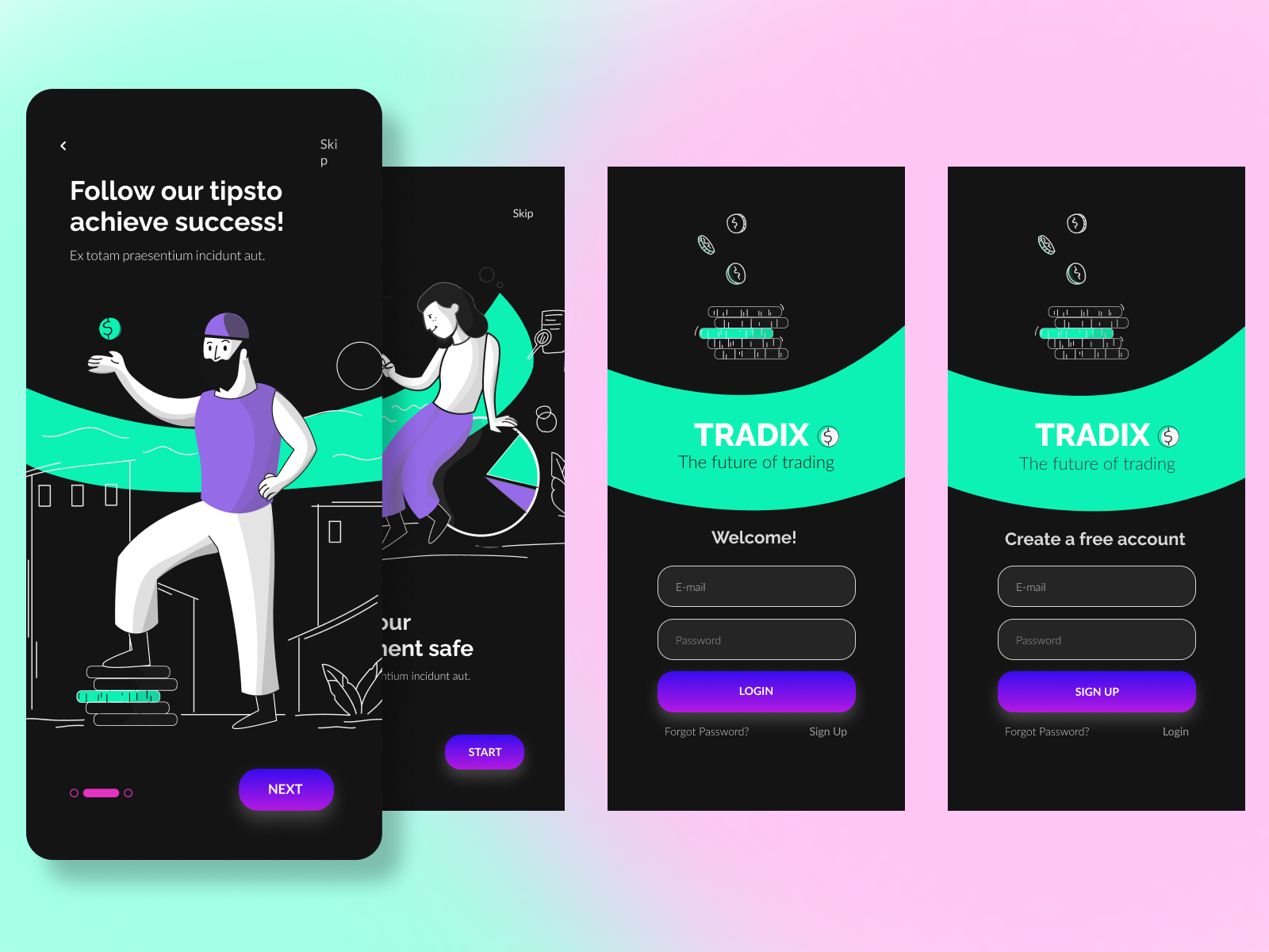 Trading App UI Kit freebie for Figma and Adobe XD