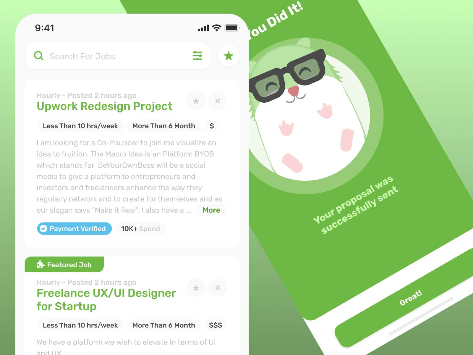 UpWork App Redesign freebie for Figma and Adobe XD