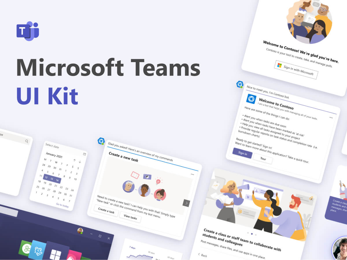 Microsoft Teams UI Kit freebie for Figma and Adobe XD