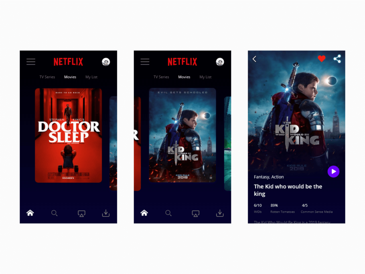 Netflix App Redesign freebie for Figma and Adobe XD