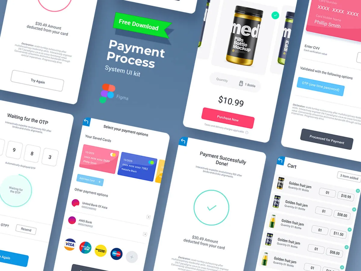 Payment UI Kit freebie for Figma and Adobe XD