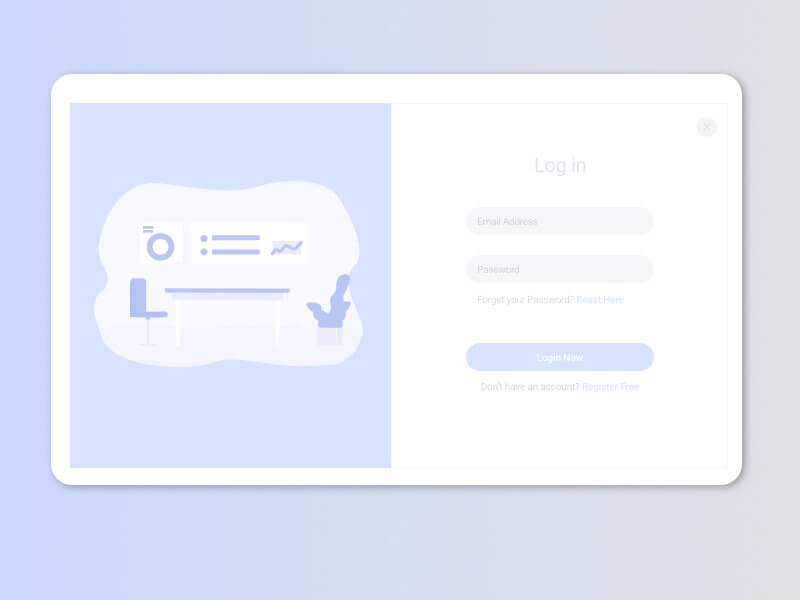 Work Desk Login Illustration freebie for Figma and Adobe XD
